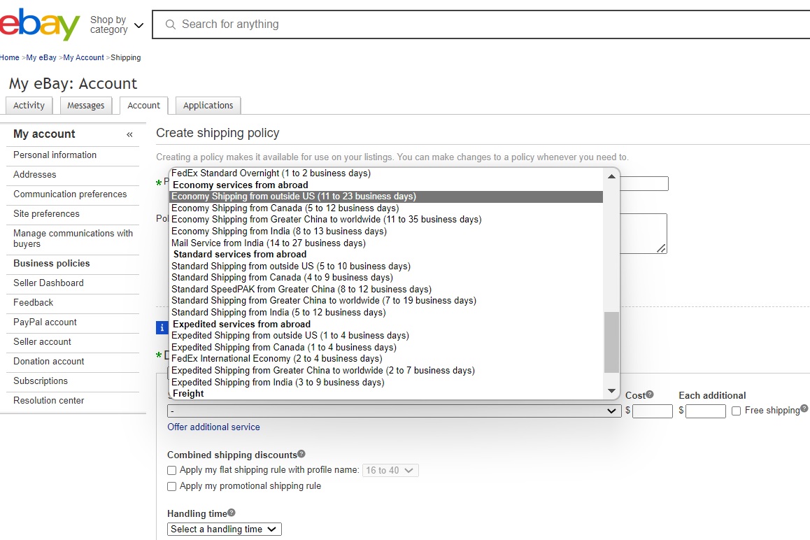 Shipping Policyの変更/追加 | 非公開: ご利用ガイド | 合同会社リユースポート